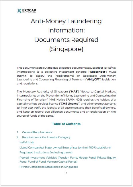 Anti-Money Laundering Information – Documents Required (Singapore) - EXOCAP